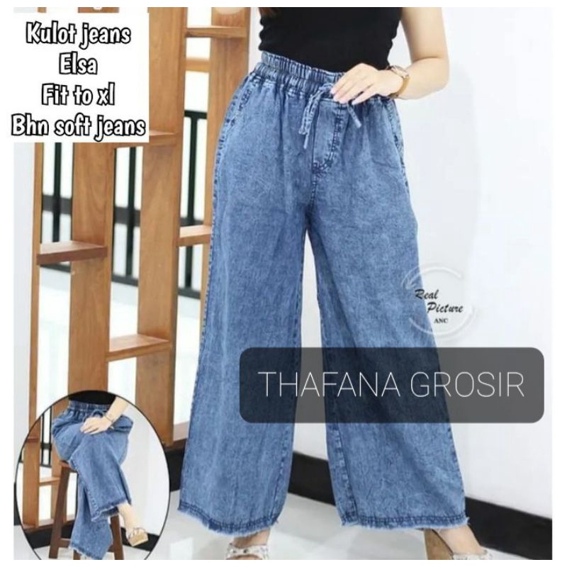 Jual KULOT JEANS SNOW WASH WANITA - KULOT BAHAN SOFT JEANS PINGGANG ...