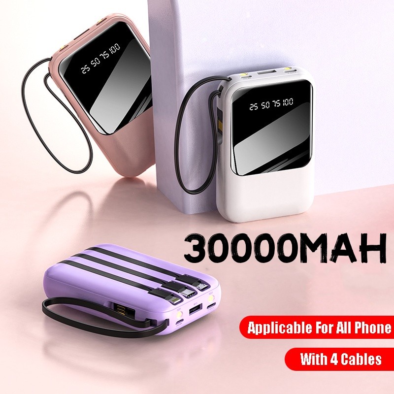 Jual P4 Powerbank 30000 mah Power Bank 2A Built in 4 Cable Fast ...