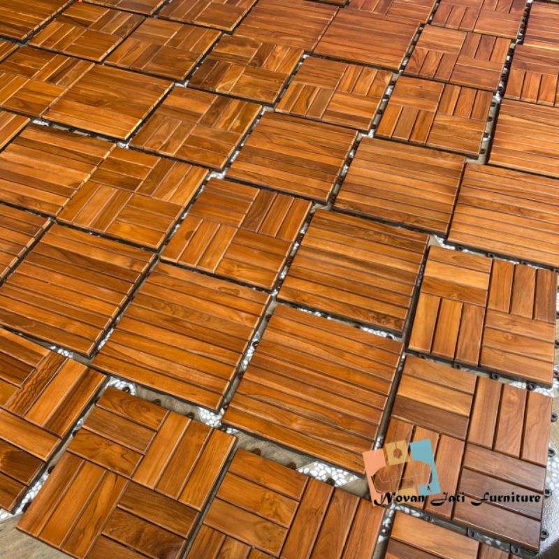 Jual lantai parkit kayu jati - flooring jati - decking tile - alas ubin ...