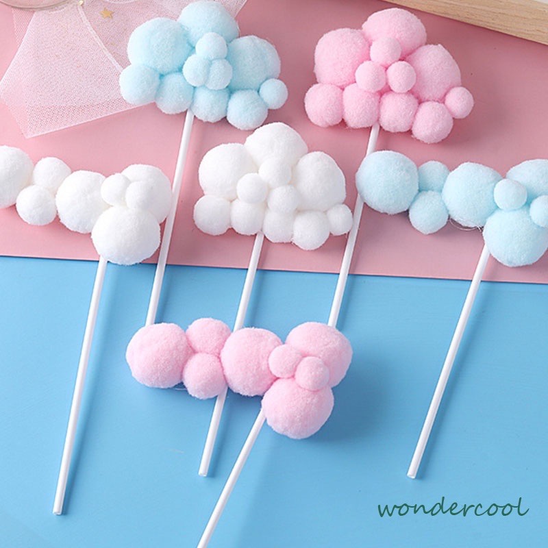Jual Cake Topper Awan 3D Pompom / Hiasan Cake Awan Cloud Pompom Bola ...