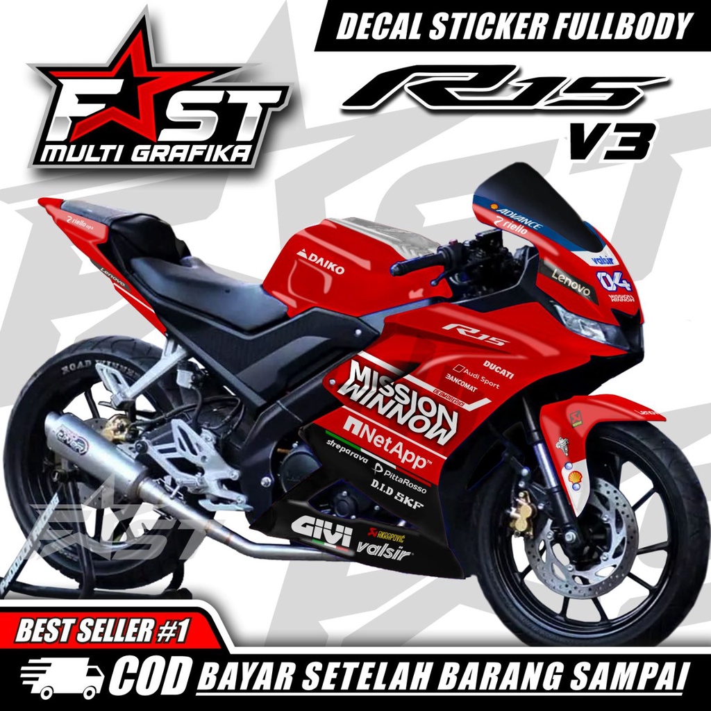 Jual Sticker Body Motor Decal Yamaha R15 V3 Full Body New Motif ...