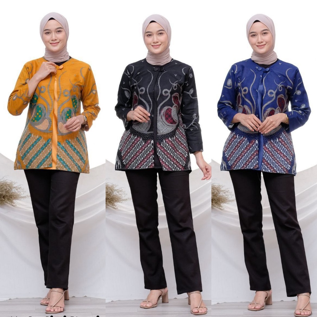 Jual Baju Batik Wanita Modern Atasan Blouse Batik Kerja Kantor Wanita M L XL XXL Seragam Batik ...