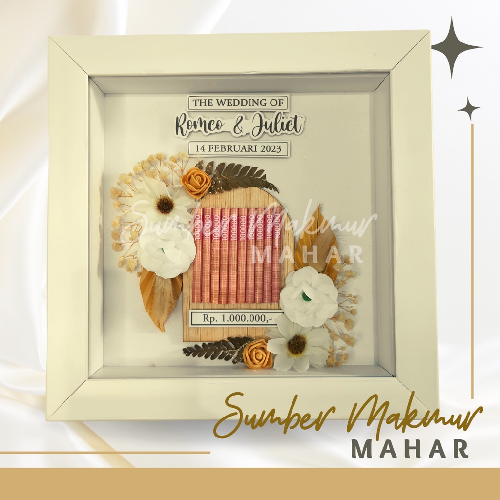 Jual Mahar Pernikahan Bingkai Simple Modern Rustic uk 20x20 | Shopee ...