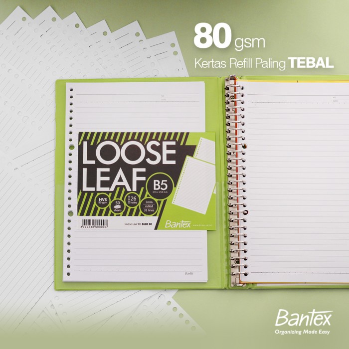 Jual Kertas Bantex Loose Leaf Paper B5 80 Gsm 50 Sheets - 26 Holes ...