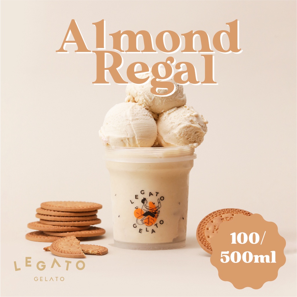 Jual LEGATO GELATO - Almond Regal Pint 500 mL Cup 100 mL Ice Cream ...