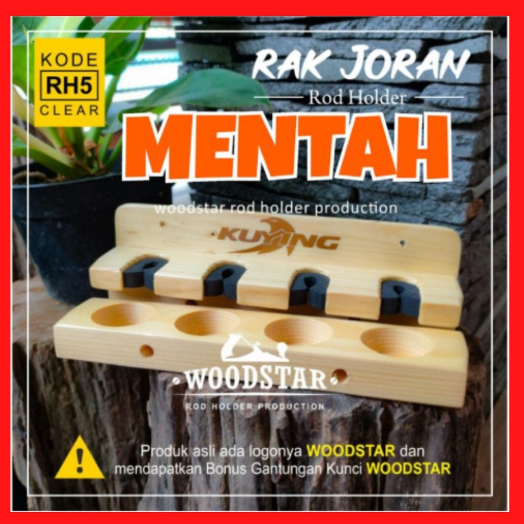 Jual RAK PANCING 4 SLOT ROD HOLDER KAYU JATI DAPAT BONUS GANTUNGAN ...