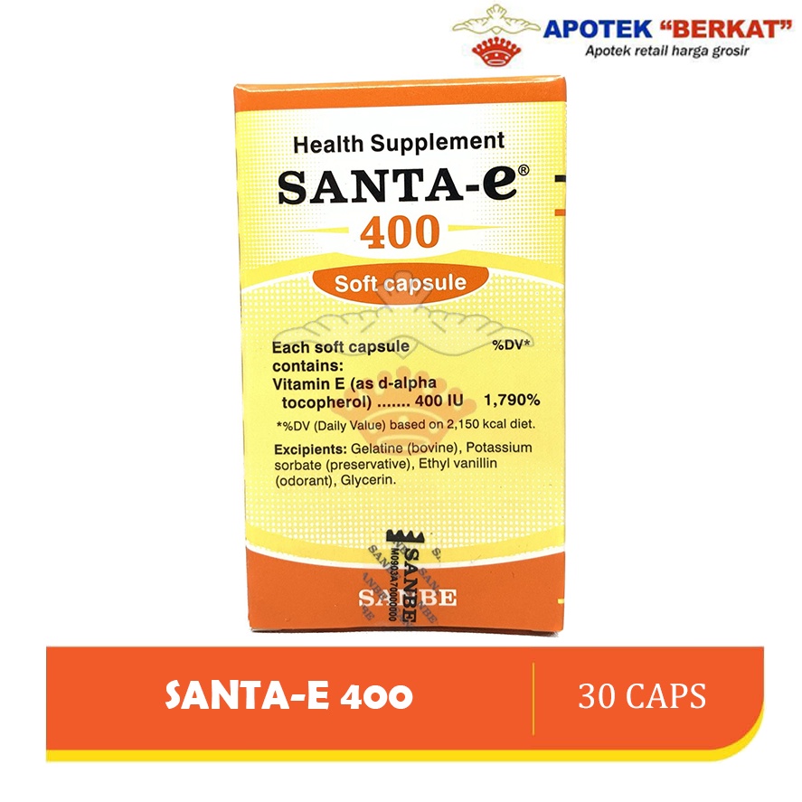Jual Santa E 400 IU Kemasan Botol Isi 30 Kapsul Lunak | Shopee Indonesia