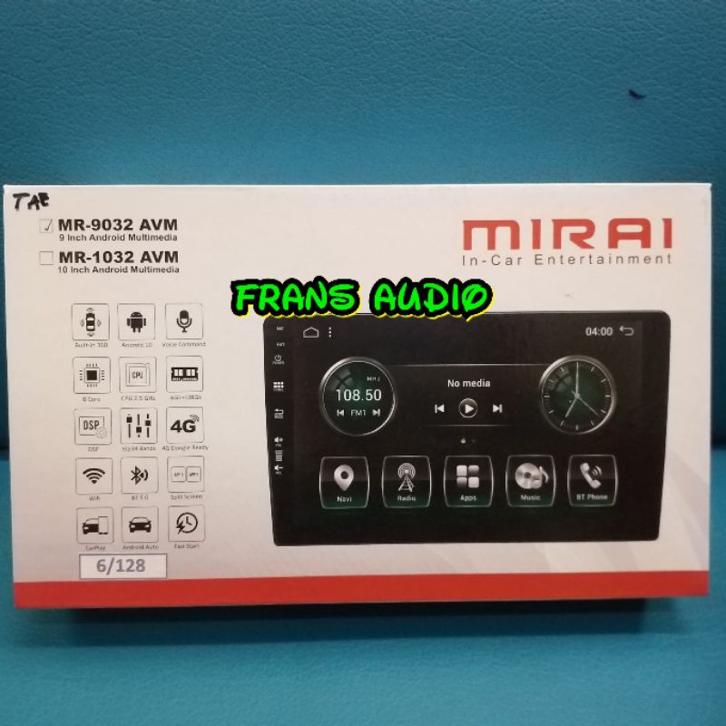 Jual Mirai MR 9032AVM MR9032AVM head unit tape mobil Android 9032 AVM 9 inch kamera 360 | Shopee ...