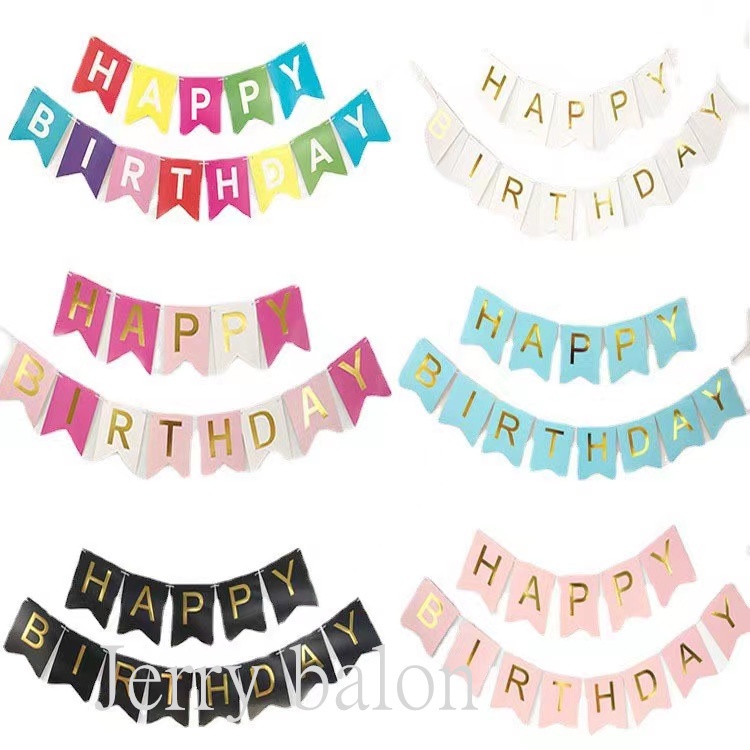 Jual ulang tahun banner happy birthday segi 5 lima bagus kecil mix ...