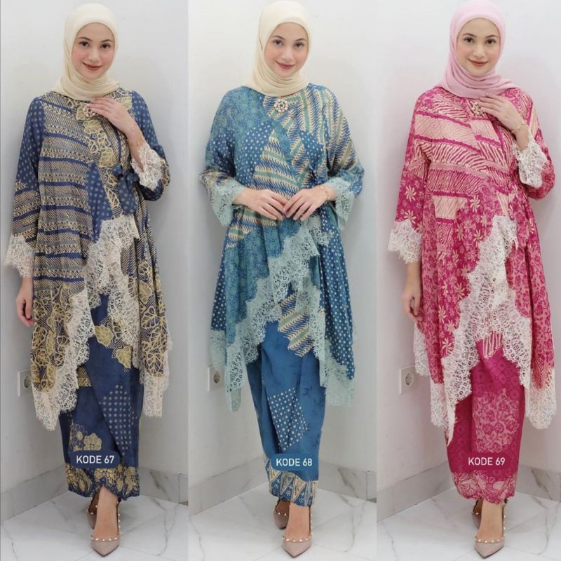 Jual 𝙍𝙀𝘼𝘿𝙔, 𝐋𝐀𝐒𝐓 𝐒𝐓𝐎𝐊‼️KIMONO set LACE SERIES kode 68 || NAMEERA BATIK ...