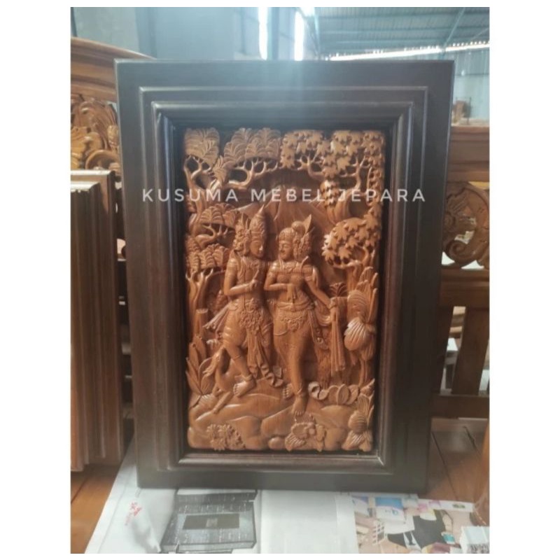 Jual Hiasan Dinding Relief Rama Shinta Ramayana Kayu Jati - Panjang ...