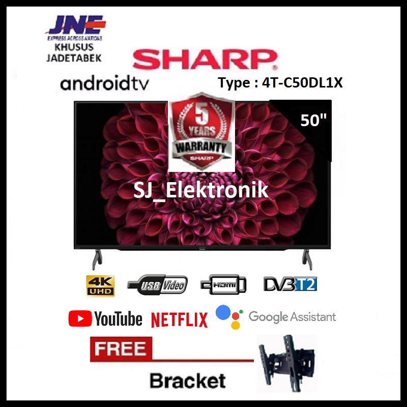 Jual Braket + LED TV Sharp 50 Inch 4T-C50DL1X / 50DL1X AndroidTV 11 UHD 4K | Shopee Indonesia