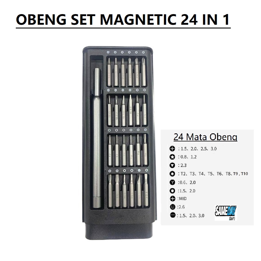 Jual Obeng Set Magnetic Reparasi Handphone Laptop Aluminium 24 in 1 Alumunium 24IN1 | Shopee ...