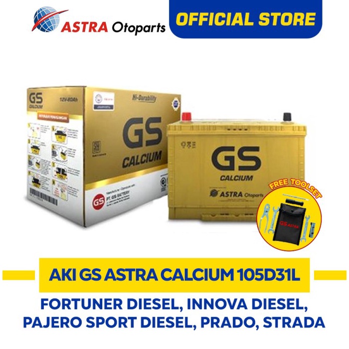 Jual AKI GS ASTRA Calcium 105D31L Aki untuk mobil Fortuner, Pajero ...