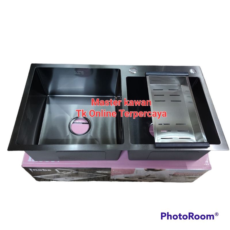 Jual Kitchen Sink INOBE 8245 HITAM /Bak Cuci Piring 2 lubang Minimalis ...