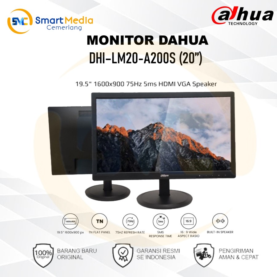 Jual Monitor Dahua LED 19.5" Inch DHI-LM20-A200S HDMI VGA SPEAKER | Shopee Indonesia