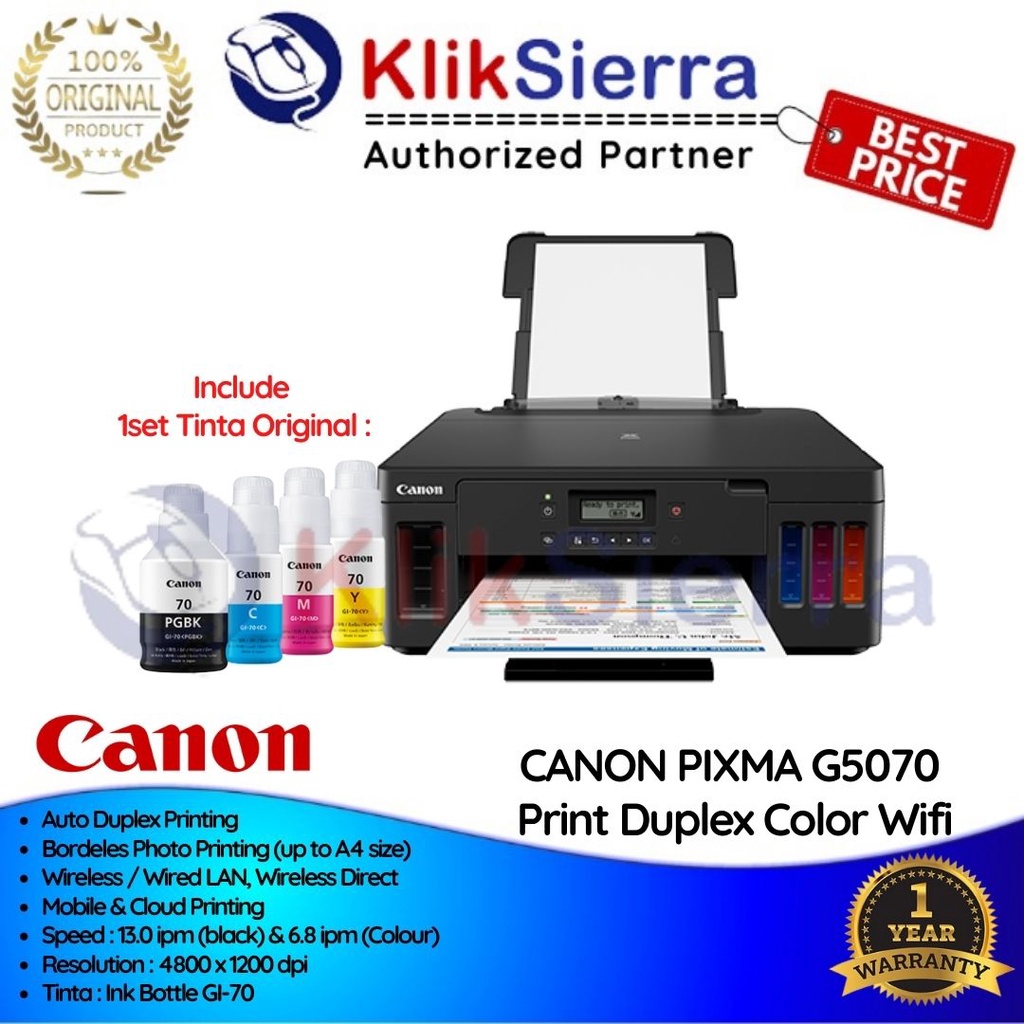 Jual Printer Canon Pixma G5070 Wifi LAN Duplex Garansi Resmi | Shopee ...