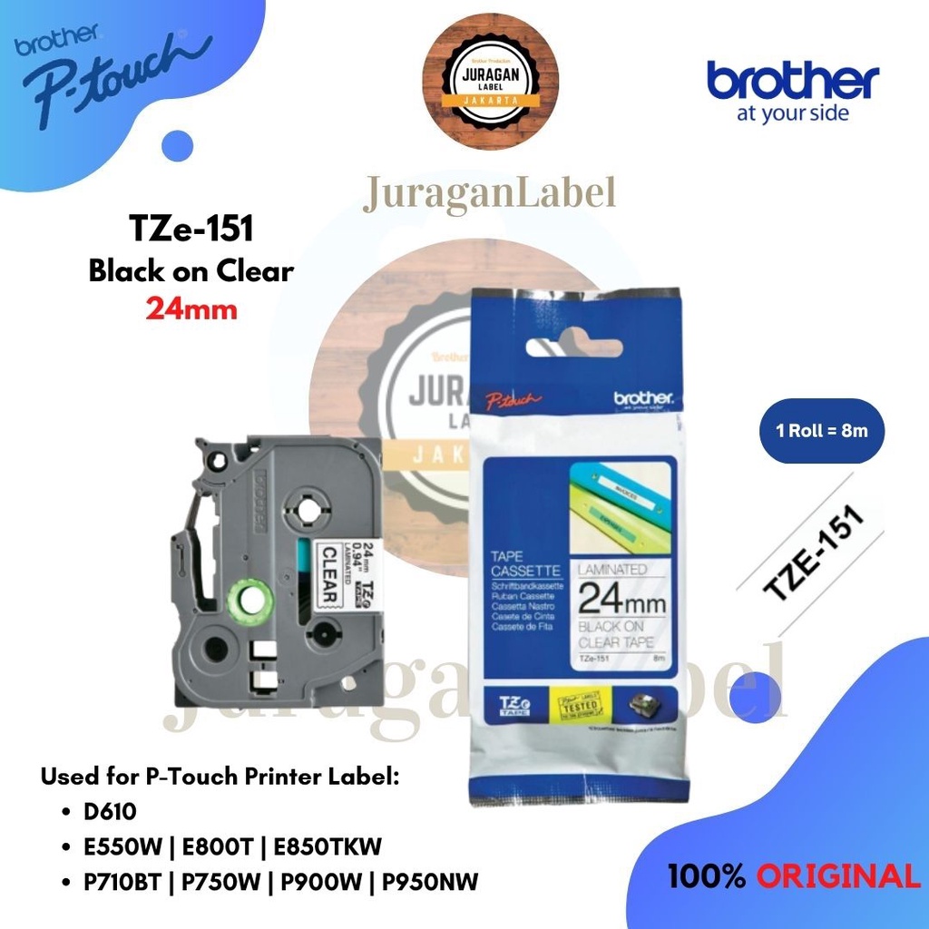 Jual BROTHER TZe-151 24mm PTouch Tape Label Barcode TZe151 Black on ...