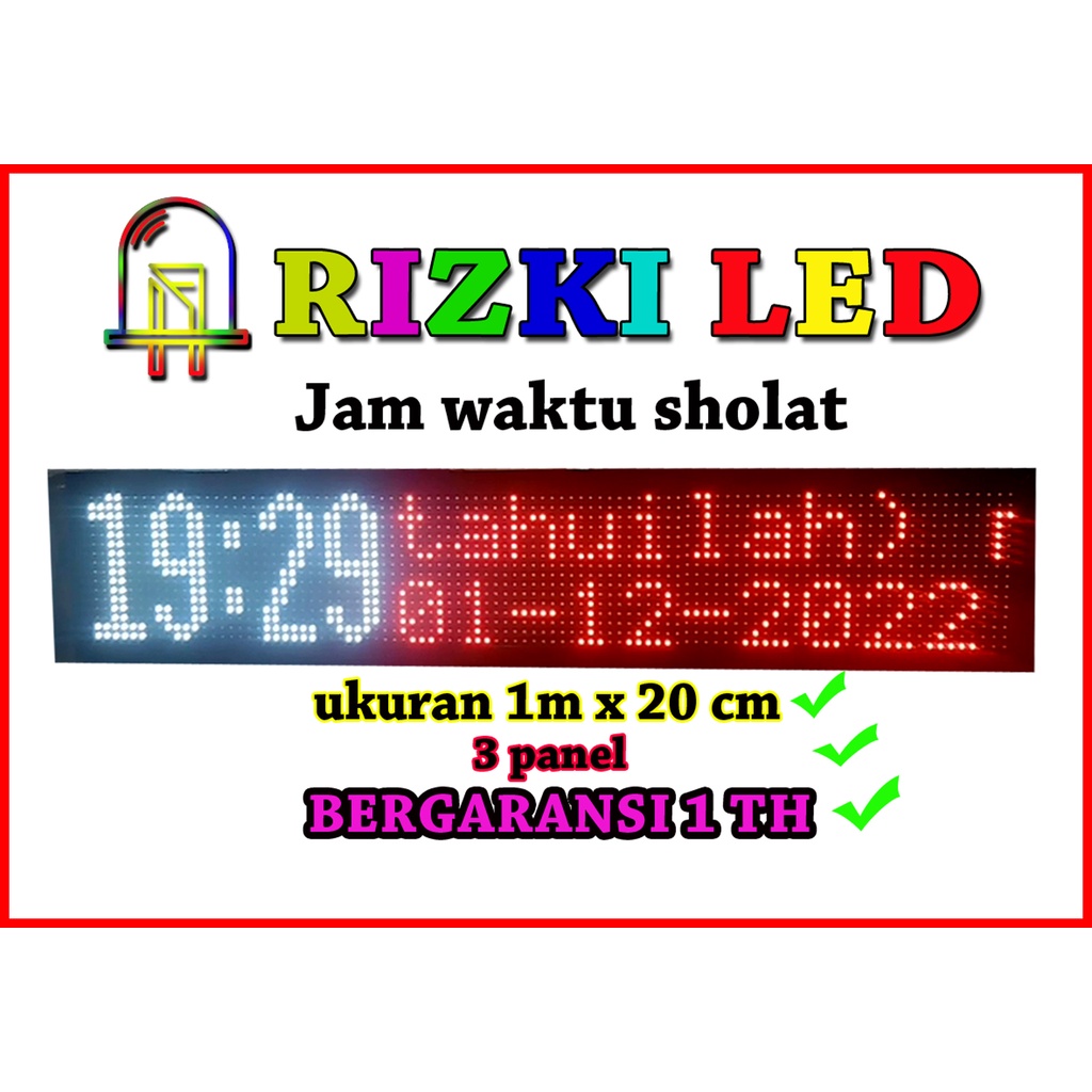 Jual Jam sholat running text masjid /musollah 100cm X 20 CM | Shopee ...