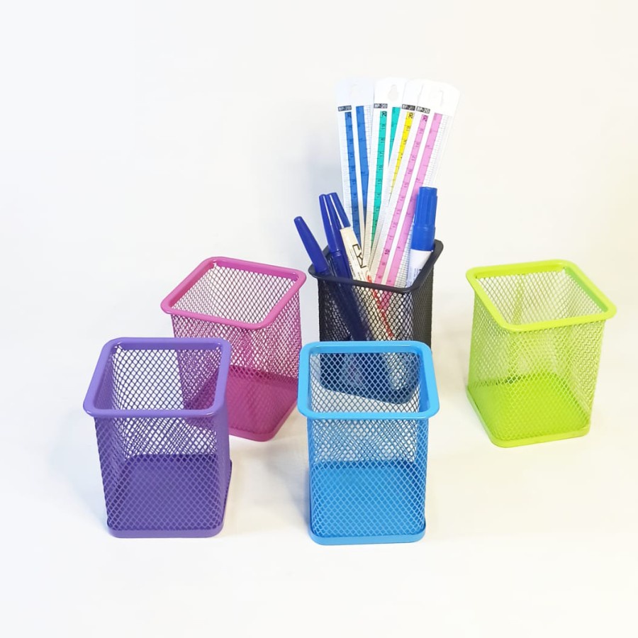 Jual Pen Stand Besi Segi / Keranjang Pulpen / Pen Holder / Pen ...