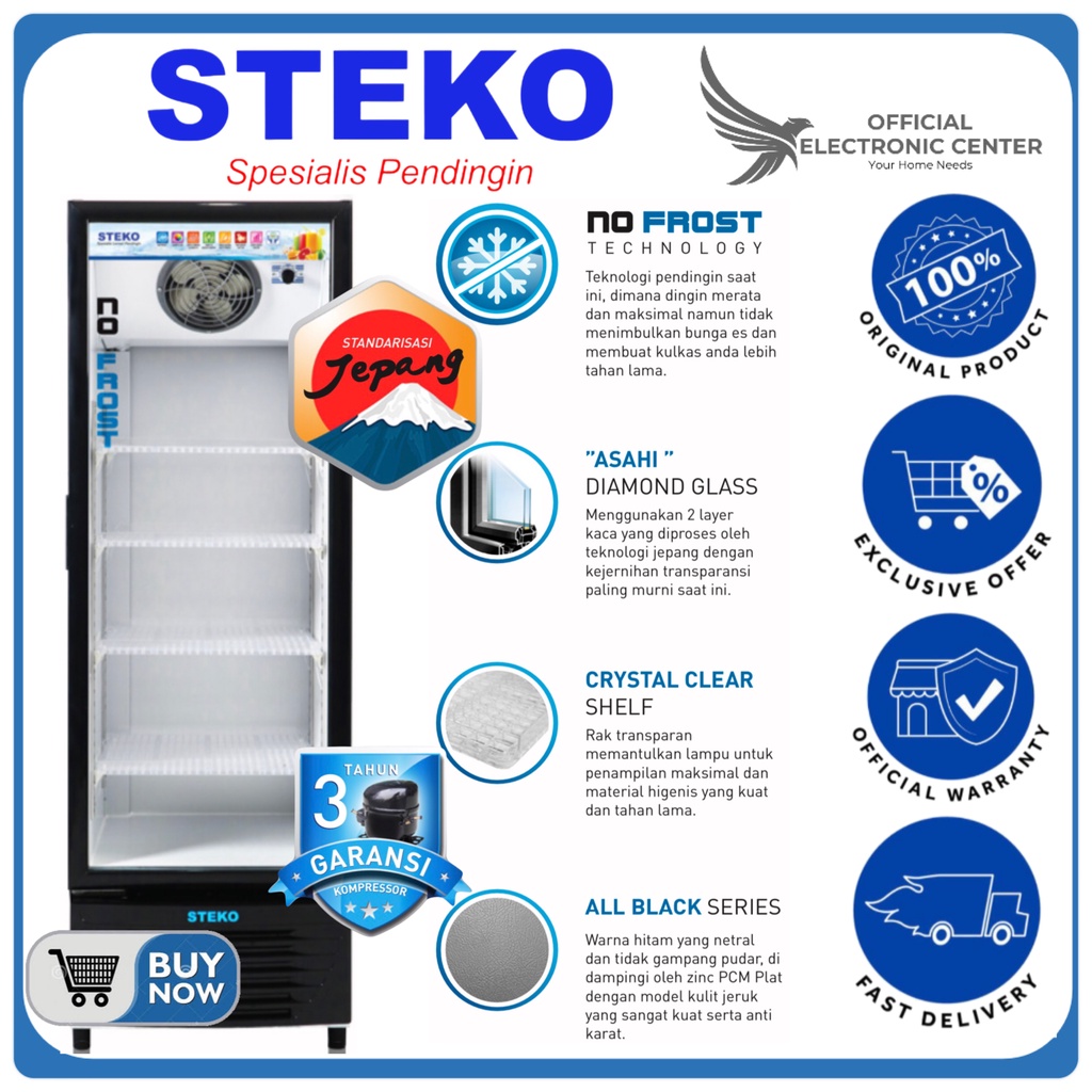 Jual SHOWCASE STEKO 200L MG-220 MG220 220 NO FROST TECHNOLOGY SUPER LOW ...