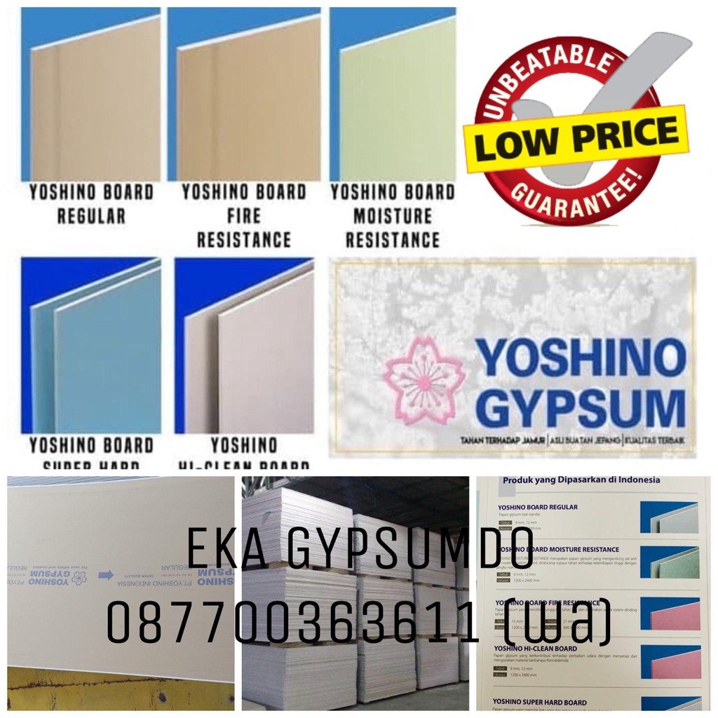 Jual GYPSUM YOSHINO 12MM / YOSHINO 12MM / GYPSUM BOARD / PAPAN GIPSUM ...