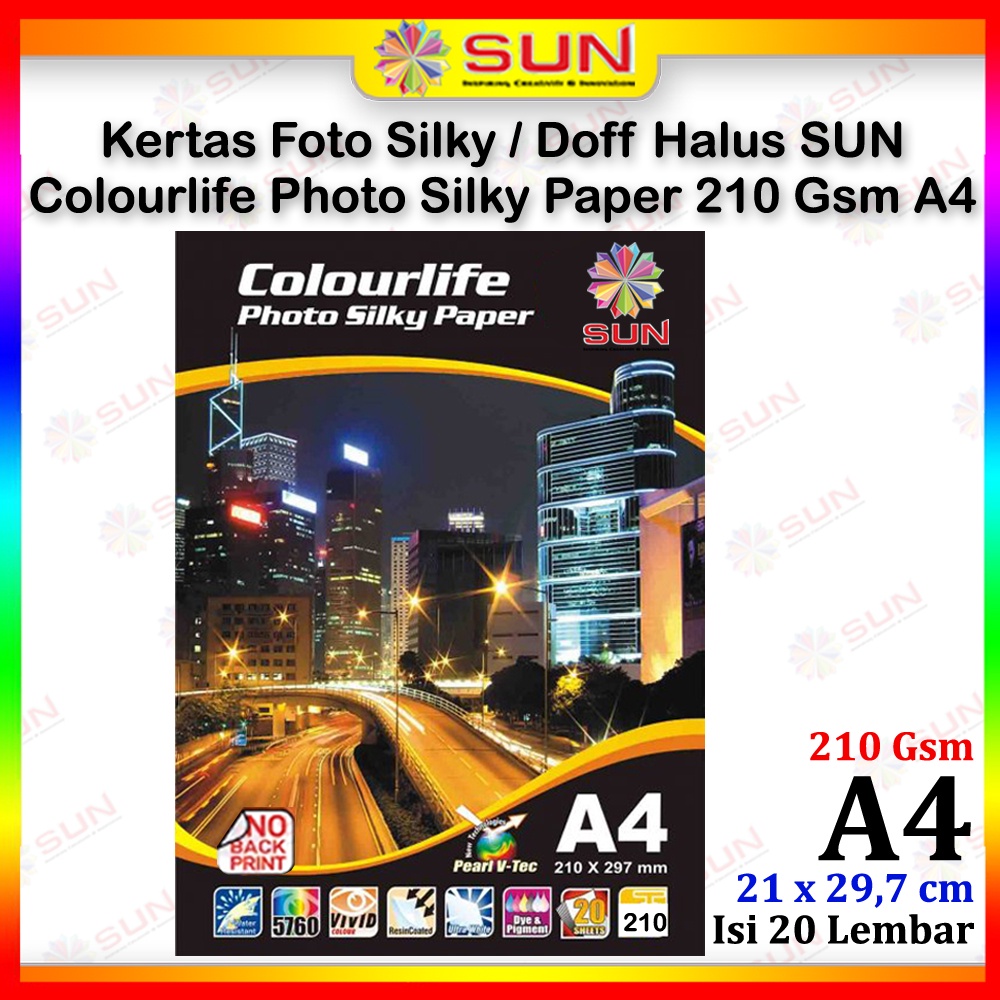 Jual Kertas Foto Silky Doff A4 - SUN Colourlife Silky Photo Paper A4 ...