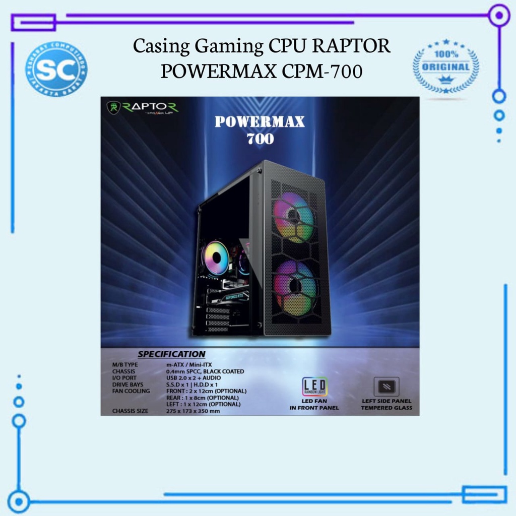 Jual Casing Gaming CPU RAPTOR POWERMAX CPM-700 | Shopee Indonesia