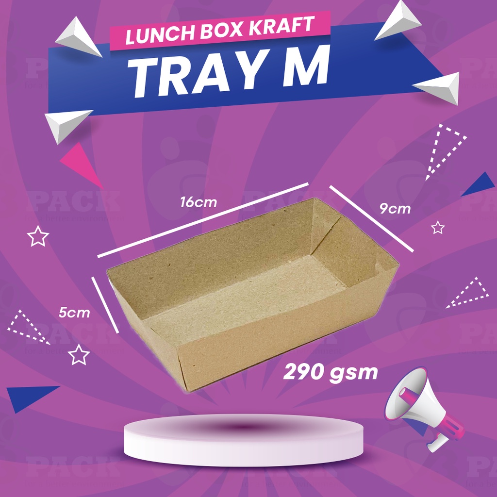 Jual Paper tray lunch box Craft size M - kotak makanan kertas ukuran M ...