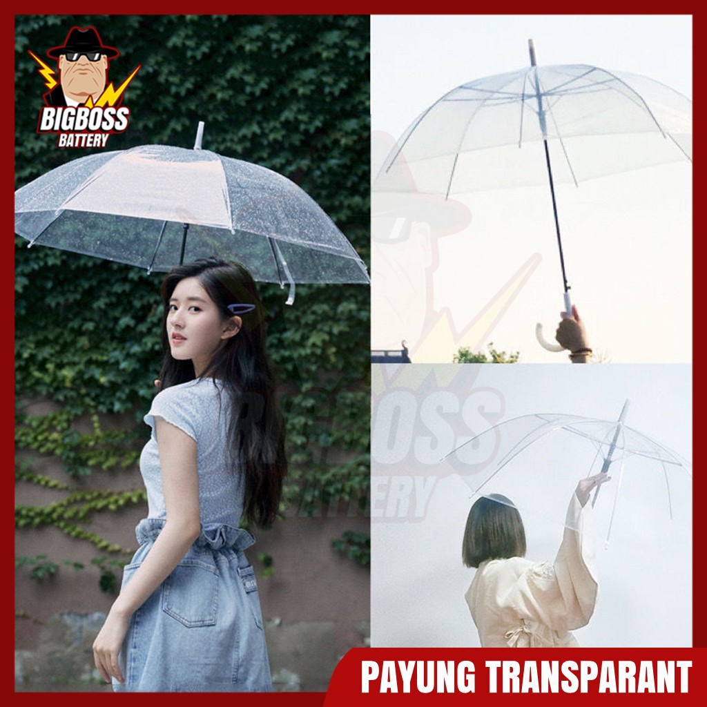 Jual Payung Transparant Putih Polos Multifungsi Umbrella Lipat Korea ...