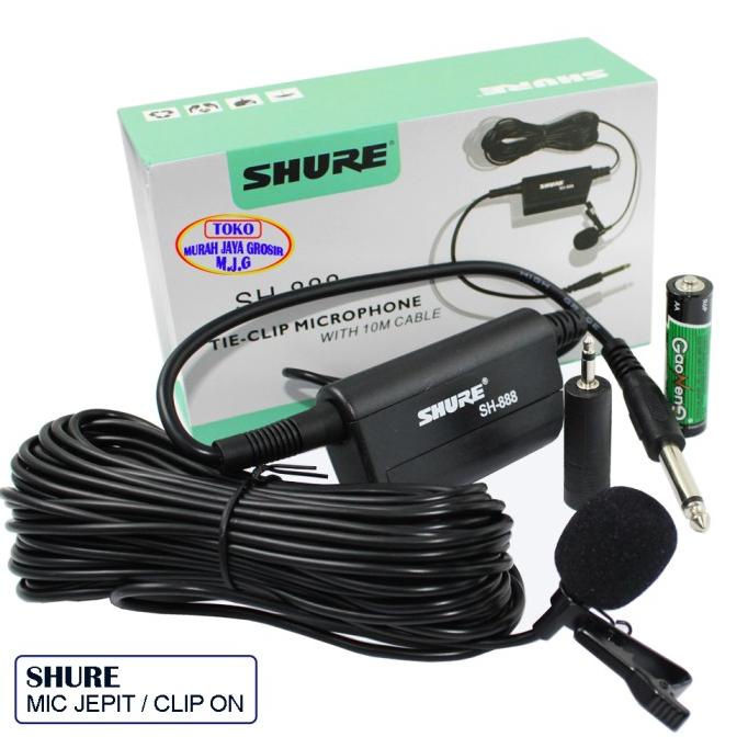 Jual SHURE SH-888 MIC KANCING / MIK JEPIT MICROPHONE CLIP ON KABEL PANJANG | Shopee Indonesia