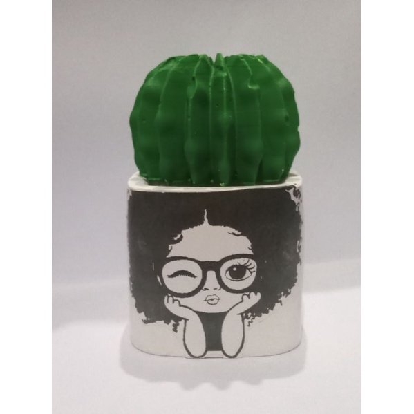 Jual pot/pot mini/pot lucu/kaktus artificial/kaktus buatan/pot gambar ...