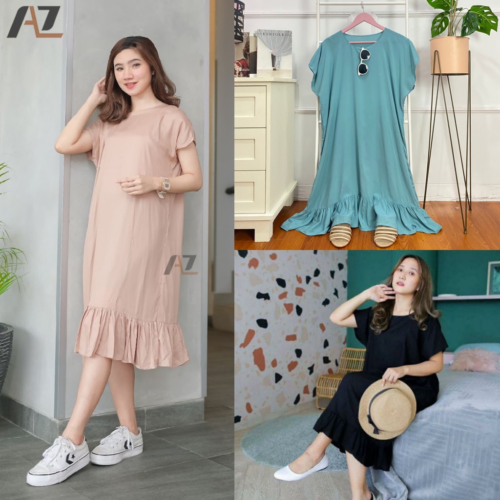 Jual Baju Daster Ruffle Polos Remaja Modern Jumbo / Home Dress Wanita ...
