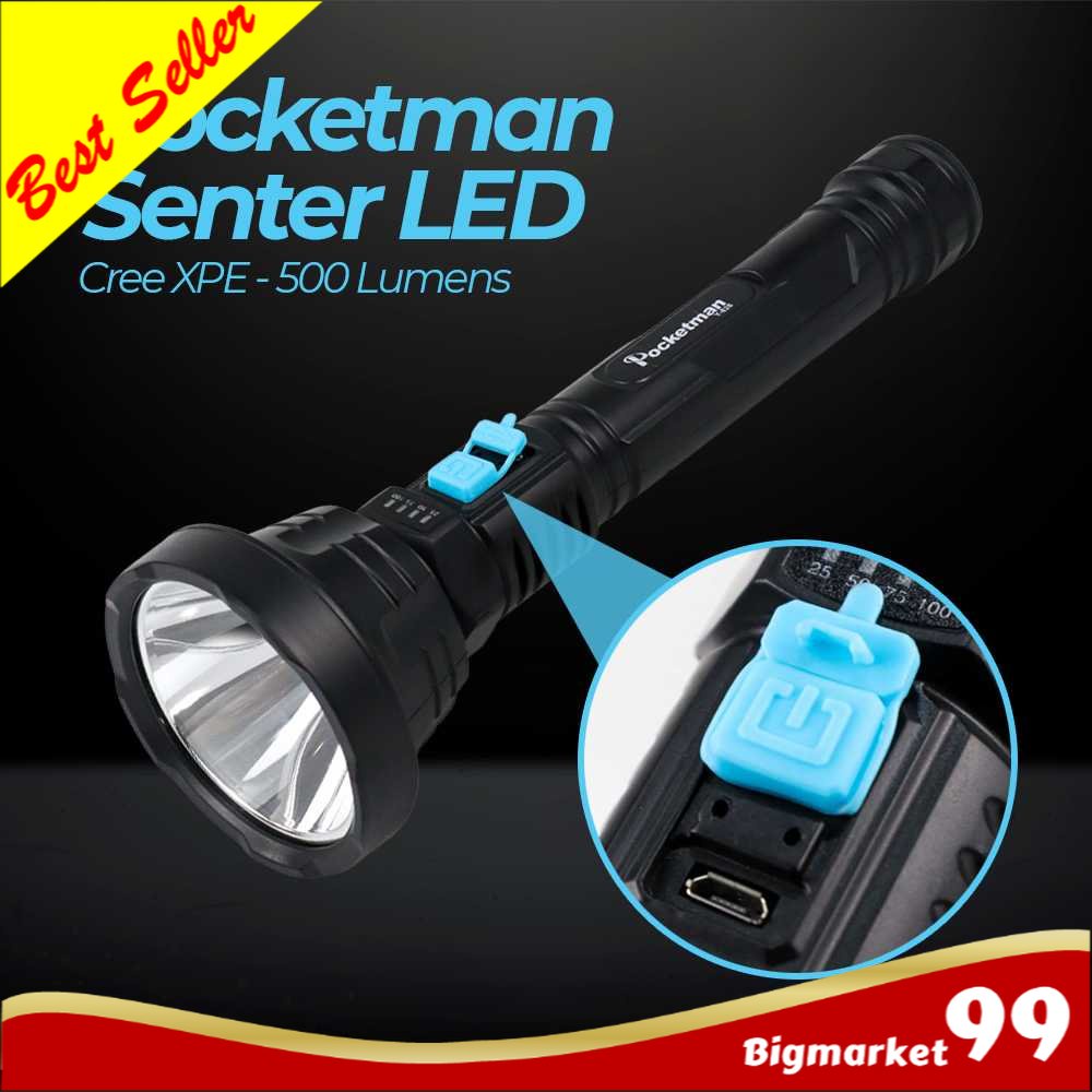 Jual Senter LED Rechargeable Waterproof USB Cree XPE 500 Lumen Anti Air ...