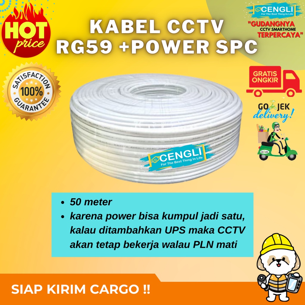 Jual Kabel CCTV RG59 + Power SPC 50M RG 59 50 M | Shopee Indonesia