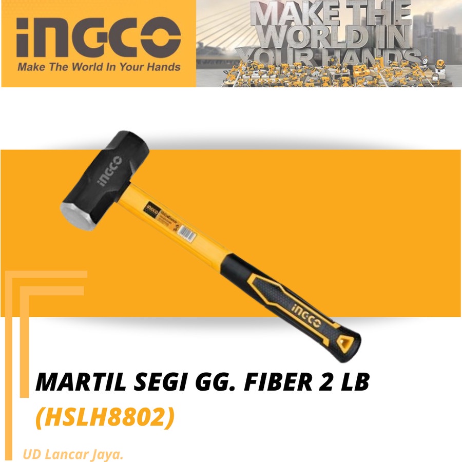 Jual Ingco HSLH8802 Martil Palu Segi Gagang Fiber Sledge Hammer 2 Lb ...
