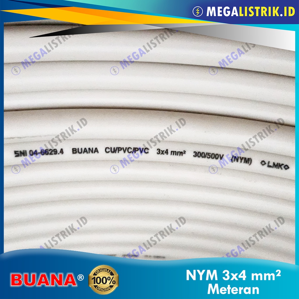 Jual BUANA KABEL NYM 3X4 ( METERAN ) / KABEL LISTRIK PUTIH KAWAT ...