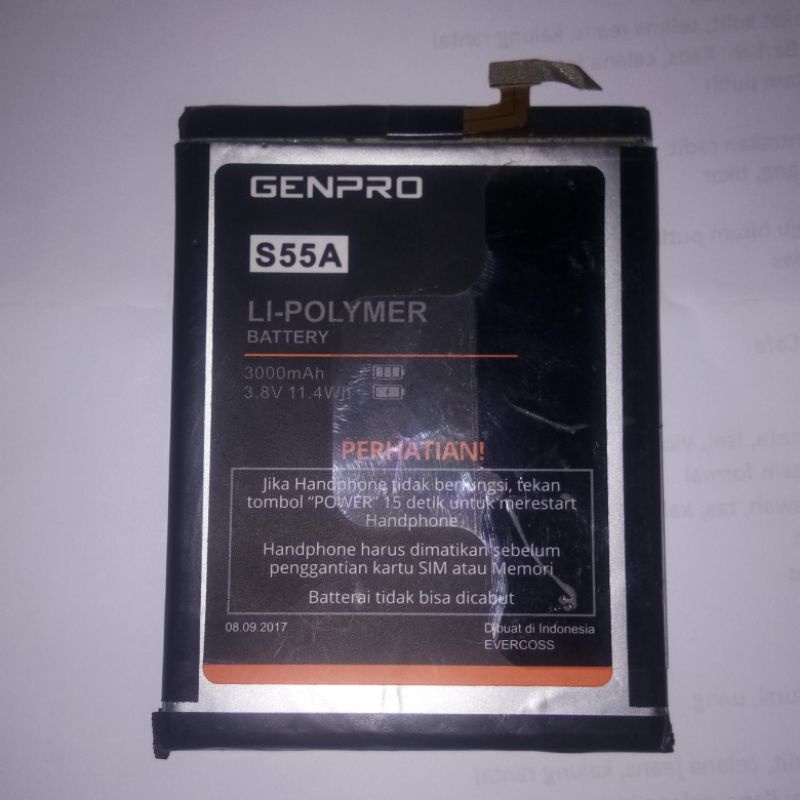 Jual Baterai/Batre/Battery Genpro S55A Original Cabutan Evercross ...
