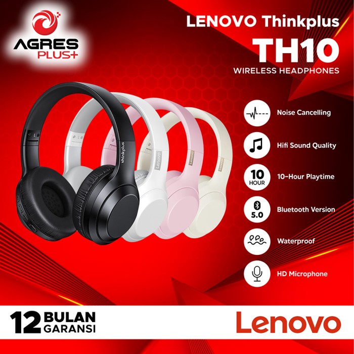 Jual LENOVO Thinkplus TH10 EH150 Headset Bluetooth 5.0 Headphone Earphone Mic KADO AGP | Shopee ...