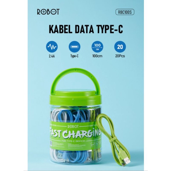 Jual Kabel Data Robot Type C Konektor Type C Type-C Fast Charging 2.4 ...