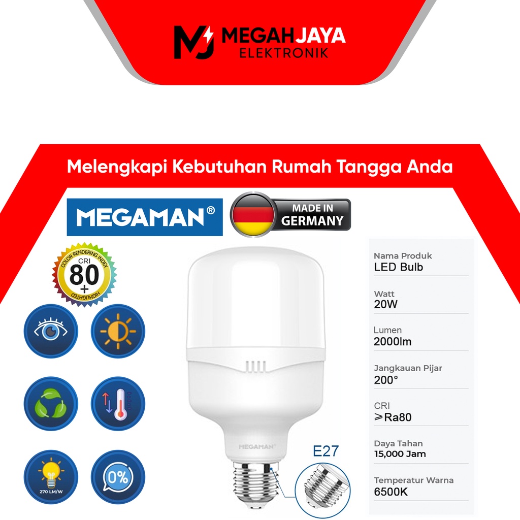 Jual [COD READY] LAMPU LED / BOHLAM MEGAMAN T-BULB / YTT80Z1 20W / 20 W ...
