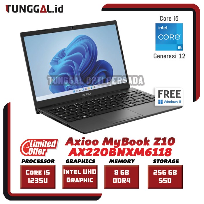 Jual Axioo MyBoox Z10 METAL Core i5-1235U 8GB 256GB SSD 14-inch FHD IPS W11 BLACK | Shopee Indonesia