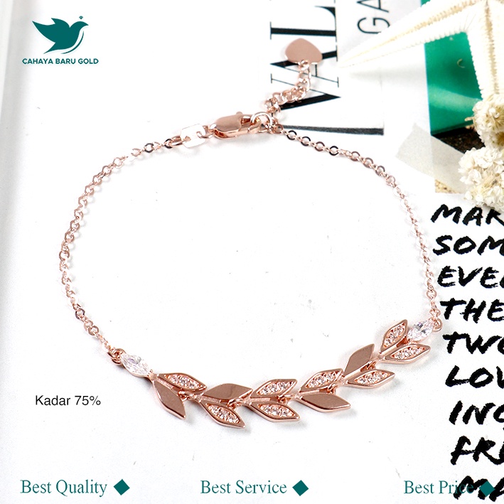Jual GELANG RANTAI ROSEGOLD DAUN-DAUN KOREAN LOOK 17K/75% (GRP0F54 ...