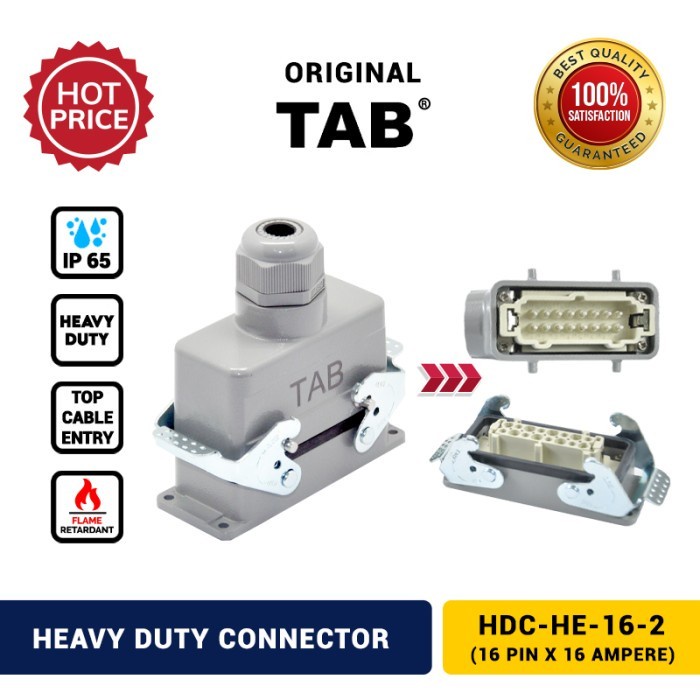 Jual Heavy Duty Connector 16 Pin HDC-HE-016-2 Top TAB Steker + Stop Kontak | Shopee Indonesia