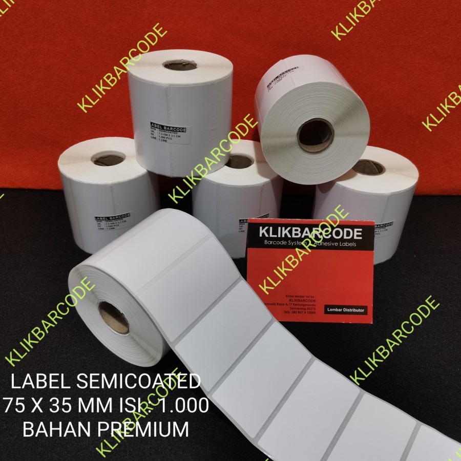 Jual sticker label semicoated 75x35mm 75 x 35 label barcode 1000 ...