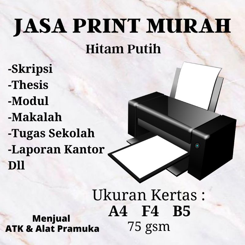 Jual JASA PRINT / CETAK / FOTO COPY F4 A4 B5 A3 HITAM PUTIH MURAH | Shopee Indonesia