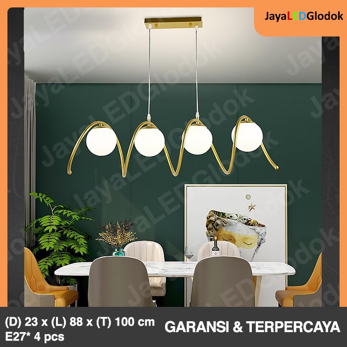 Jual Lampu Gantung Minimalis Ruang Makan Tamu Hias Emas Hitam Modern 1 | Shopee Indonesia