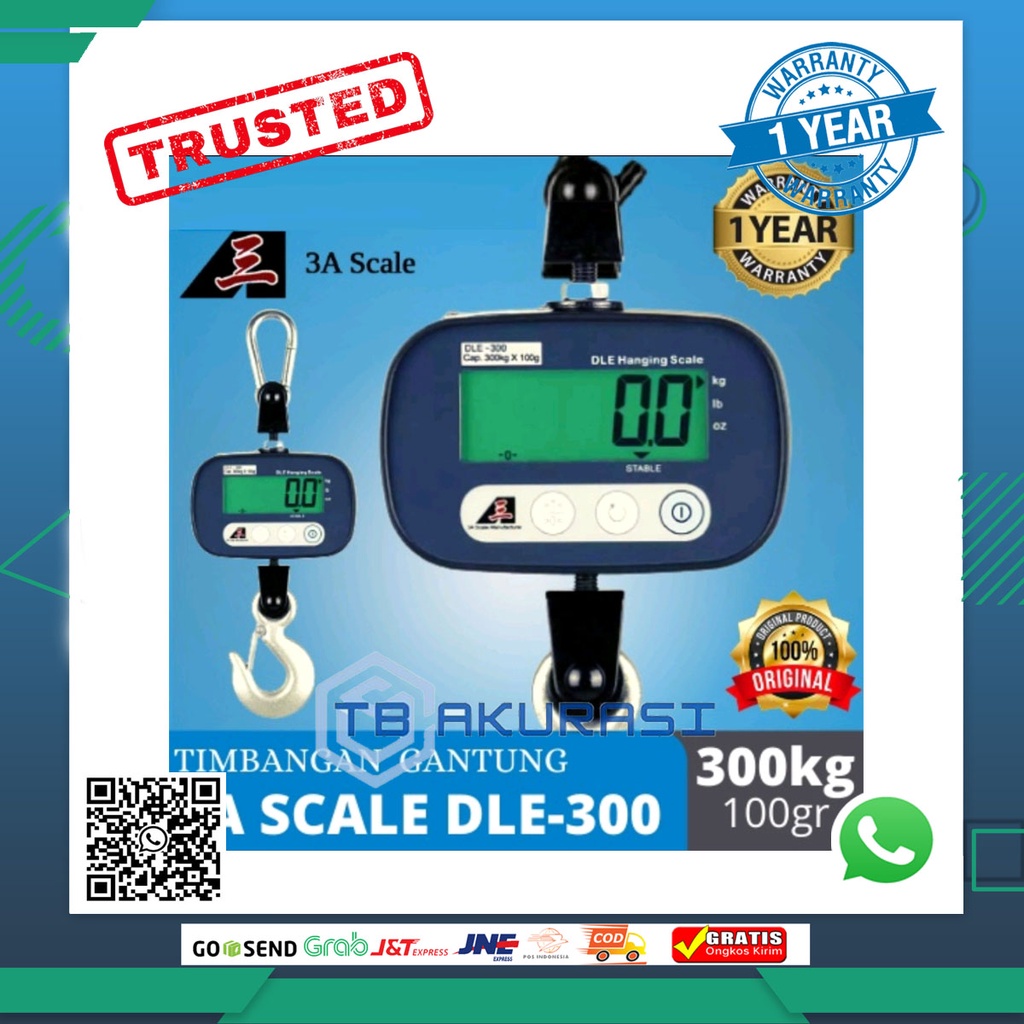 Jual Timbangan Gantung Digital Dle 300kg Daging Ayam Toko Warung ...