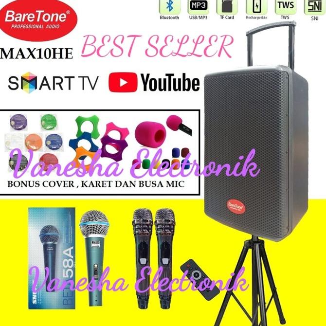 Jual Speaker Portable 10 Inch Baretone MAX10HE Bonus Stand Speaker ...