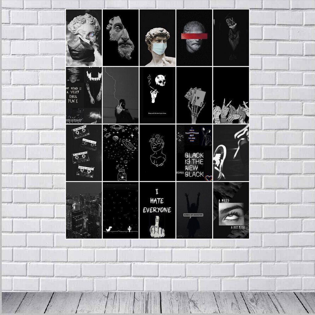 Jual [20 PCS] UKURAN A5 POSTER DINDING AESTHETIC BLACK | POSTER ...
